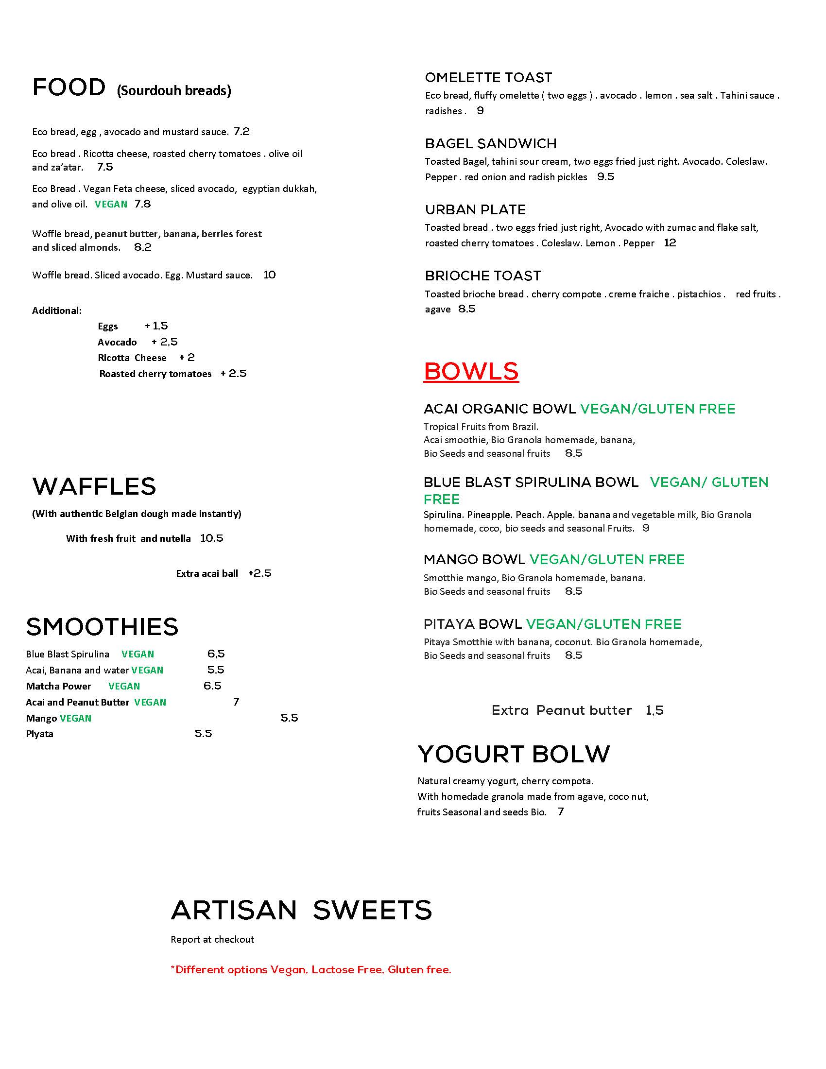 carta ingles - Urbano Specialty Coffee